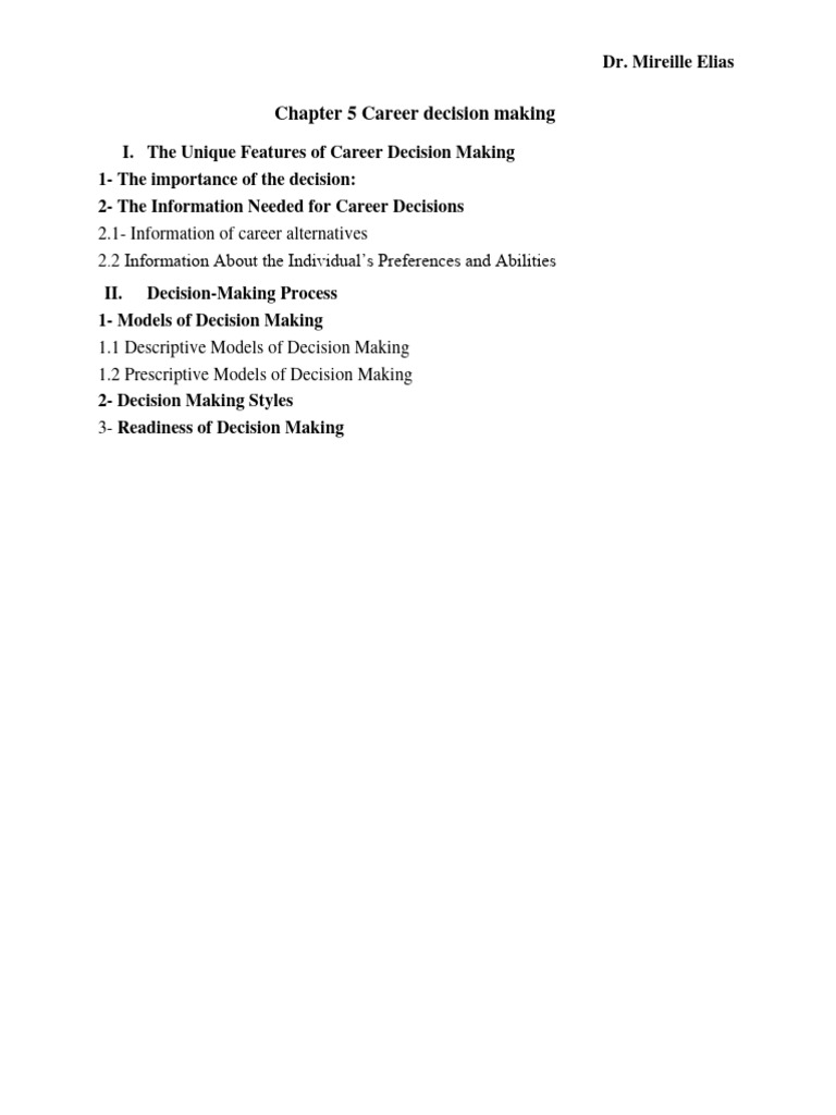 Career Decision Making Guide | PDF | Decision Making | Rationality