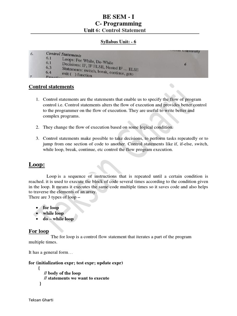 CPRGM Unit6 | PDF | Control Flow | Computer Programming