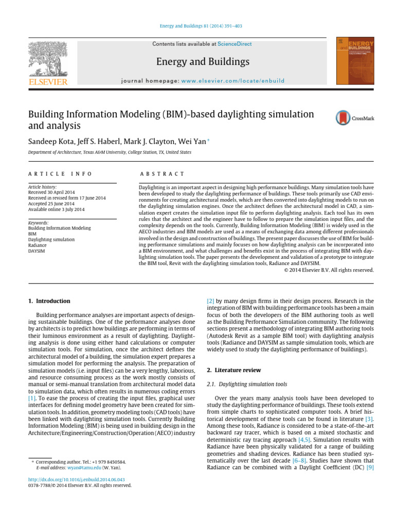 Building Information Modeling (BIM) - Based Daylighting Simulation and Analysis | PDF | Autodesk ...