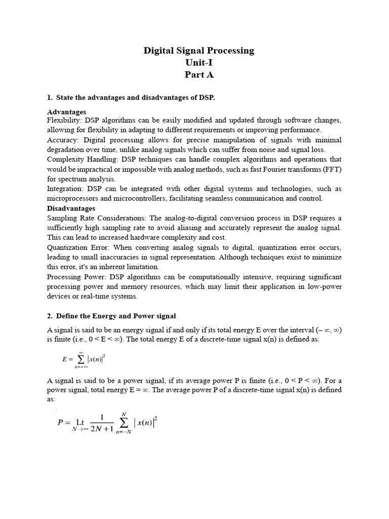 DSP Part A Question and Answer | PDF | Digital Signal Processing | Discrete Fourier Transform