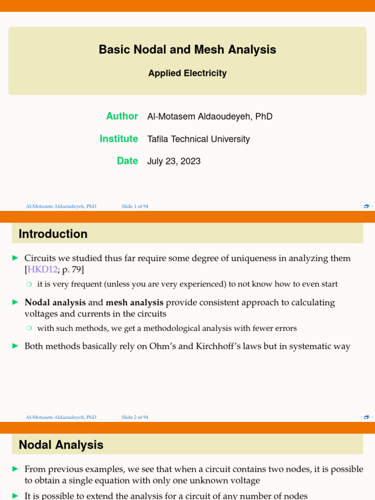 Chapter 2 - Basic Nodal and Mesh Analysis | PDF | Electrical Network | Electromagnetism