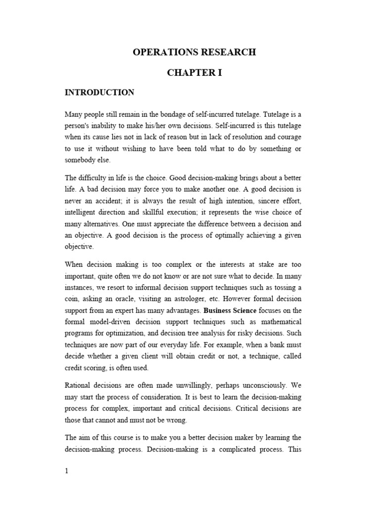 CH I Introduction | PDF | Decision Making | Mathematical Optimization