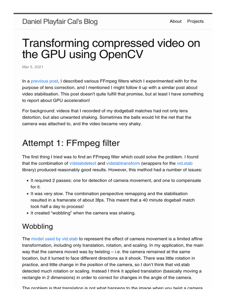 Transforming Compressed Video On The GPU Using OpenCV | PDF | Graphics Processing Unit | Computing