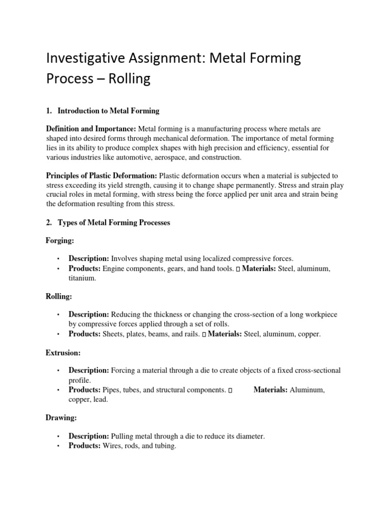 Investigation Assignment | PDF | Rolling (Metalworking) | Stress (Mechanics)