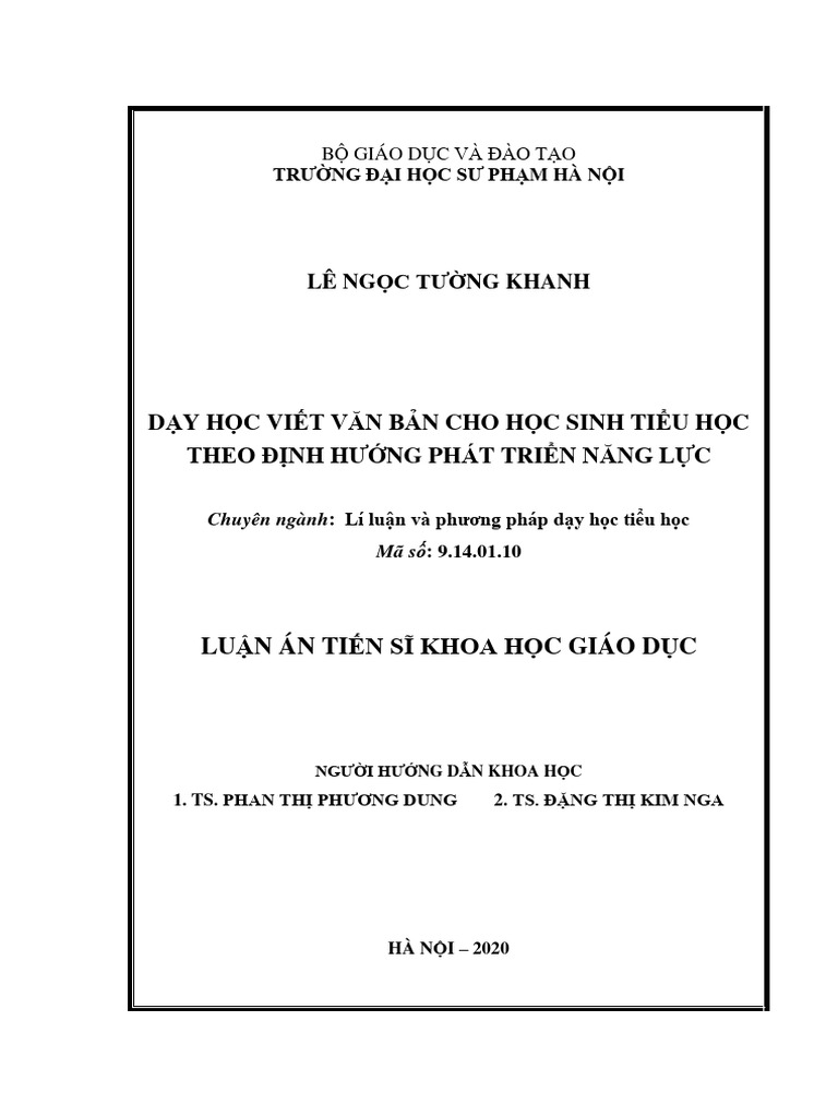 (5) L.N.T.Khanh (2020) - Dạy viết văn bản cho HSTH theo định hướng PTNL | PDF