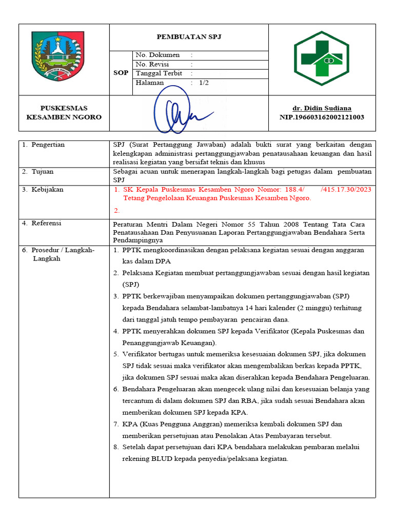 SOP - Pembuatan SPJ | PDF