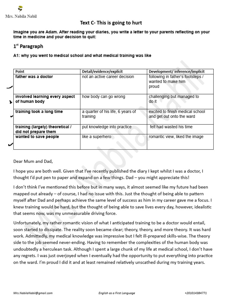 Question 3 - This Is Going To hurt-LETTER | PDF | Thought