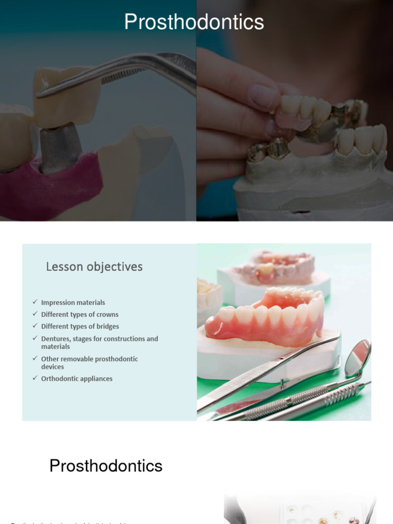 Overview of Fixed and Removable Prosthodontics | PDF | Dentures | Dentistry