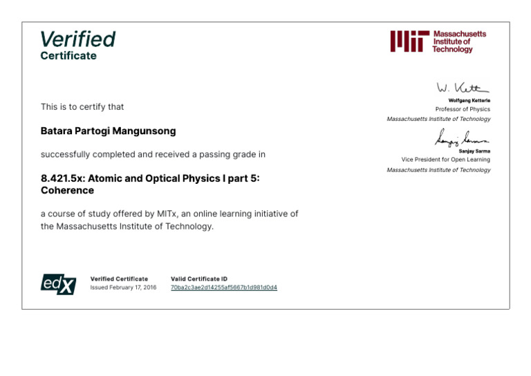 MITx 8.421.5x Certificate Edx | PDF