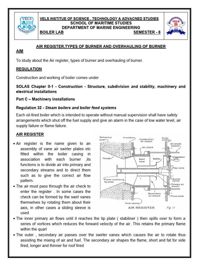 Air Register, Types of Burner and Overhauling of Burner | PDF | Jet ...