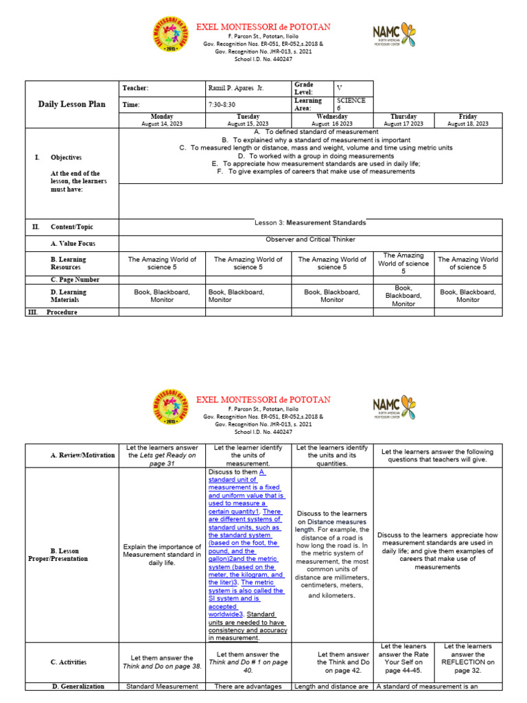 DLP For Science 5 | PDF | Measurement | International System Of Units