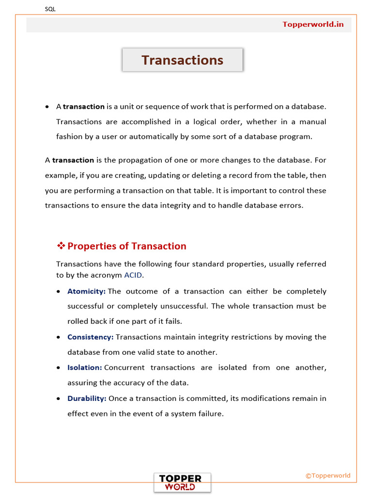 SQL Transactions | PDF | Database Transaction | Information Technology Management