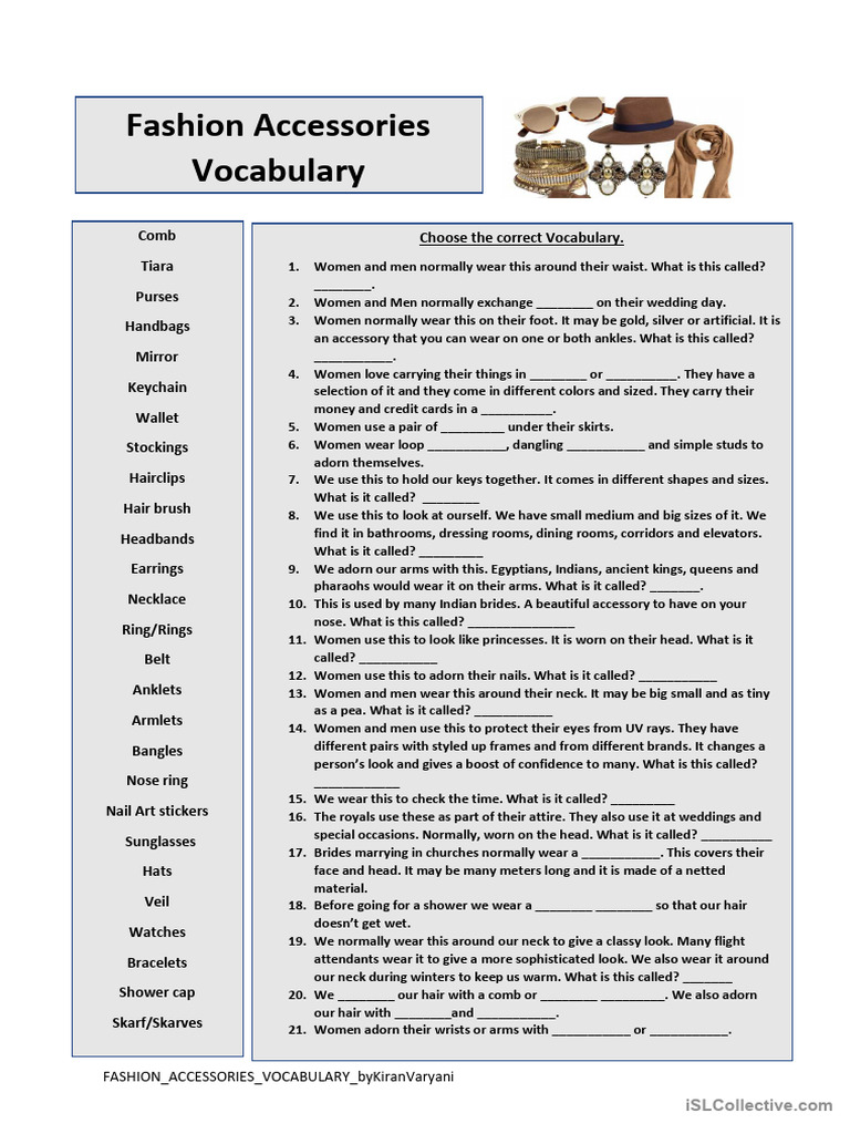Fashion Accessories Quiz | PDF | Bracelet | Handbag