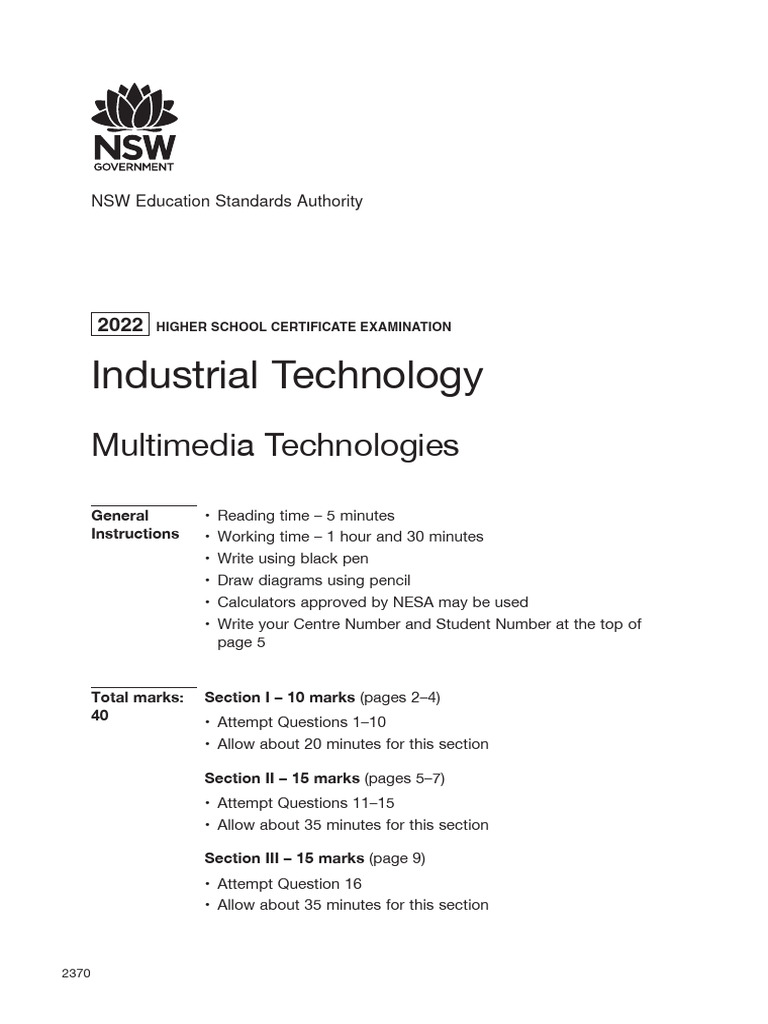 2022 HSC Industrial Technology Multimedia Technologies | PDF | Streaming Media | Real Time Computing