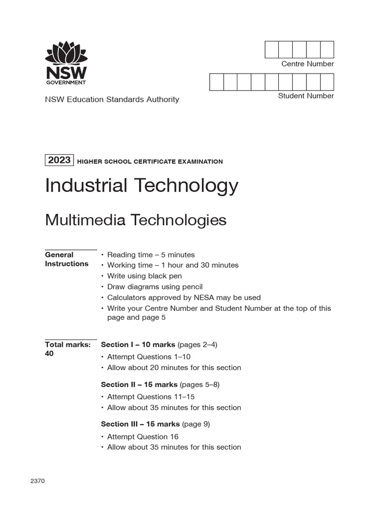 2023 HSC Industrial Technology Multimedia Technologies | PDF | 3 D ...