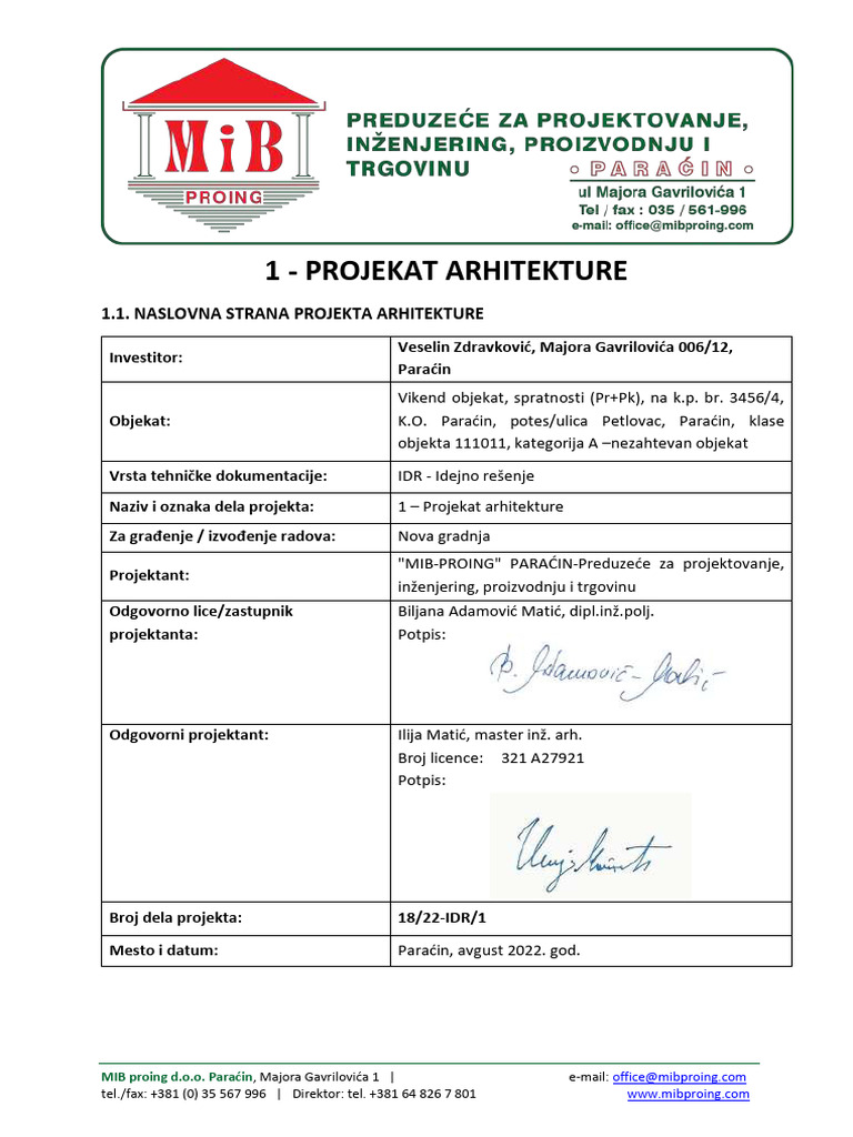 1 Projekat Arhitekture | PDF