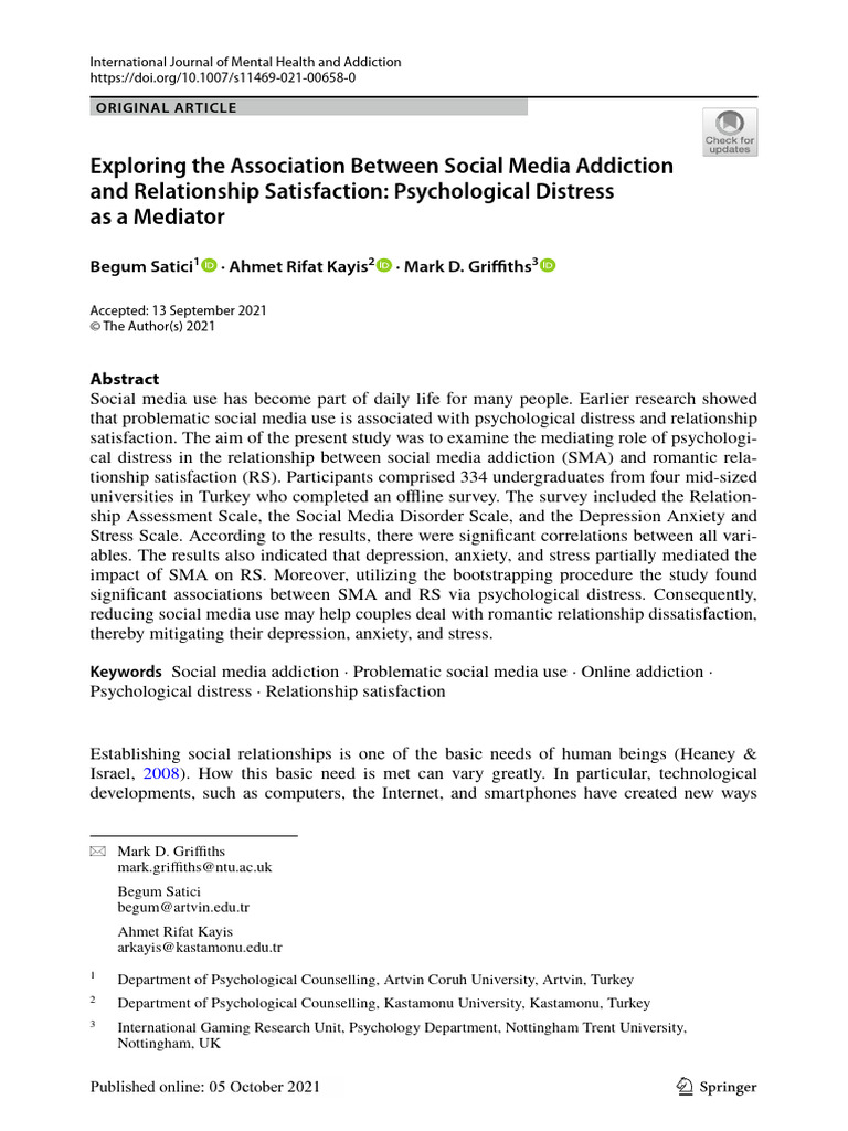 Exploring The Association Between Social Media Addiction | PDF | Social ...