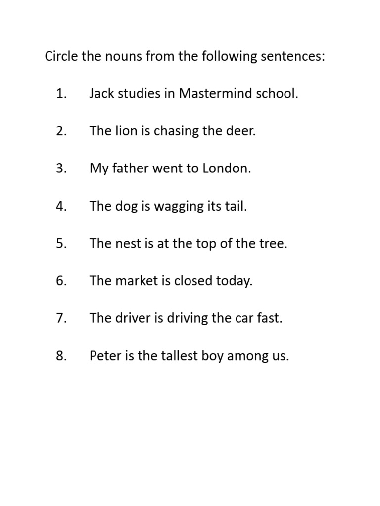 CIrcle The Nouns From The Following Sentences-2 | PDF