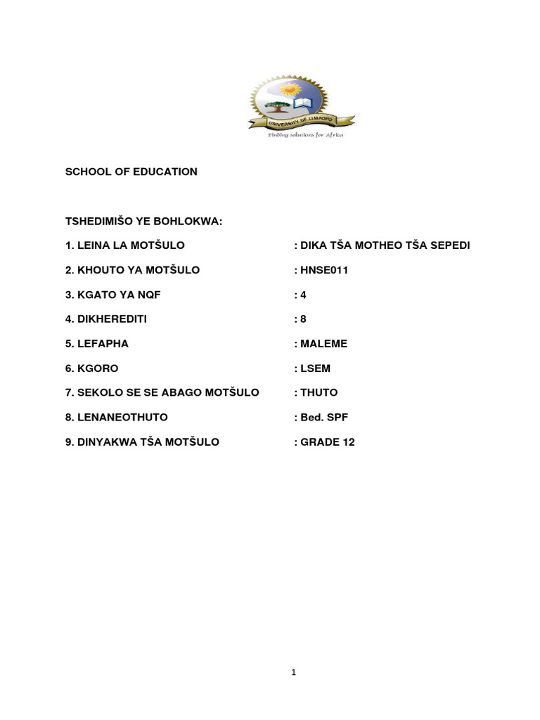 Sepedi Guide Hnse011 PDF | PDF | Linguistics | Languages