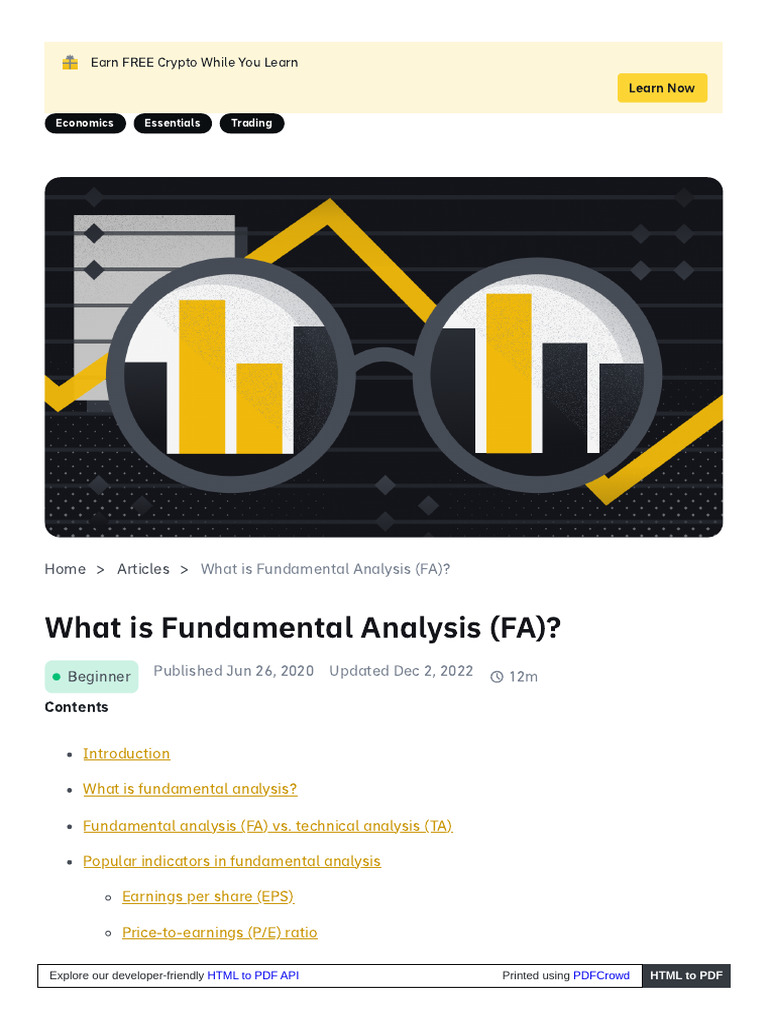 Academy Binance Com en Articles What Is Fundamental Analysis | PDF | Price–Earnings Ratio ...