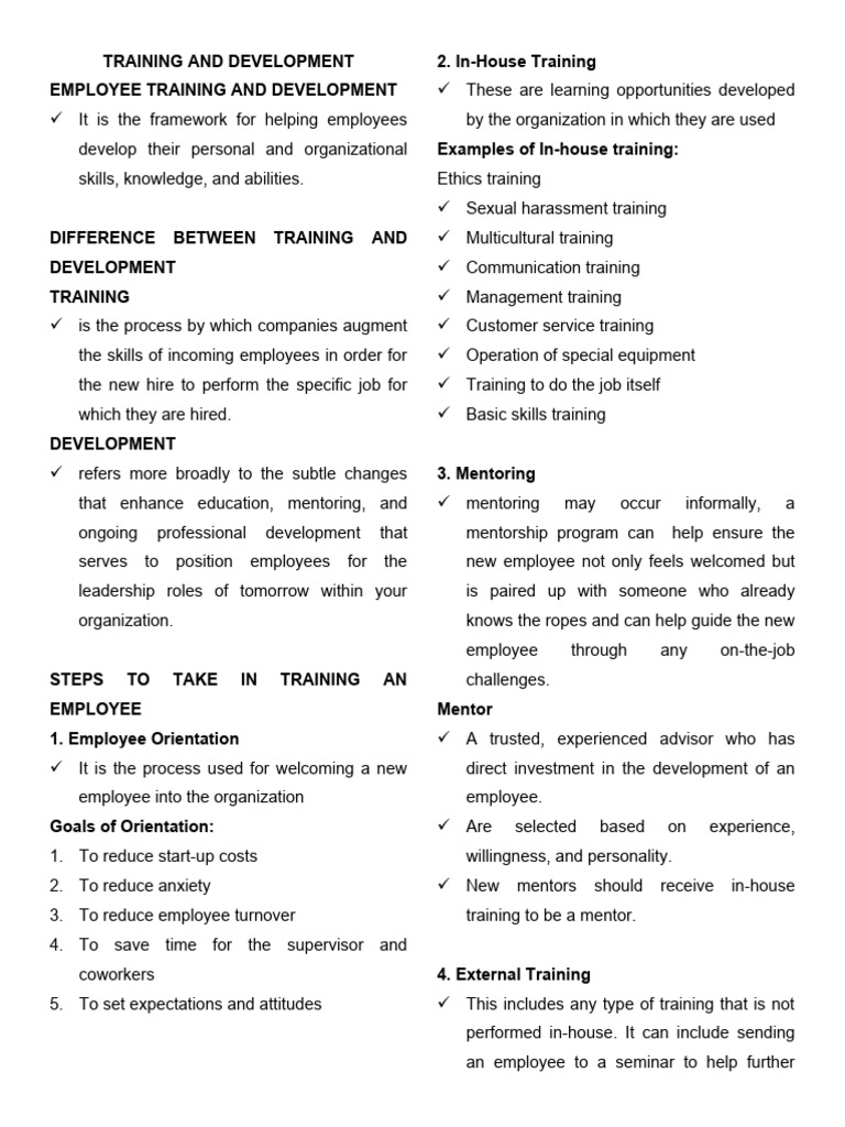 Training and Development | PDF | Mentorship | Educational Technology
