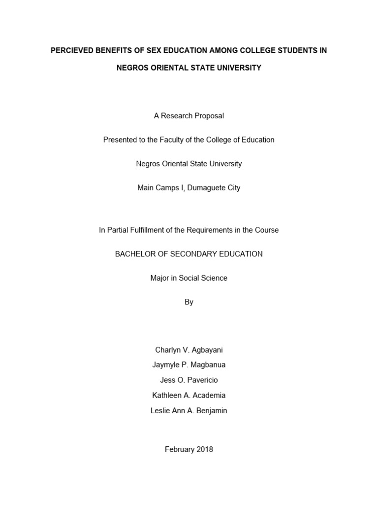 Percieved Benefits of Sex Education Amon | PDF | Sex Education ...