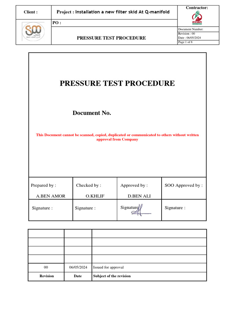 Pressure Test Procedure Rev 0 0 06 05 2024 | PDF | Nondestructive ...