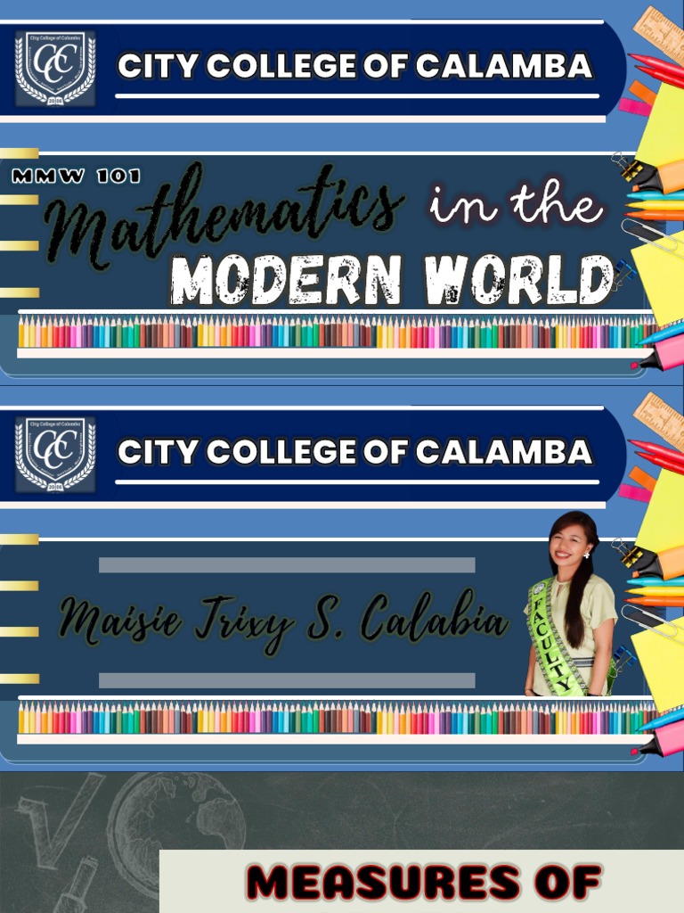 MMW 101 - Lesson 8 - Measures of Central Tendency | PDF | Arithmetic ...