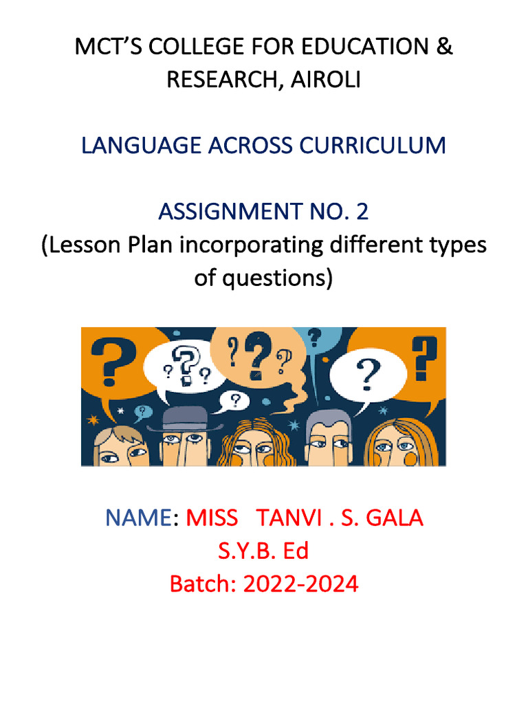 Lesson Plan incorporating different types of questions | PDF | Teachers ...