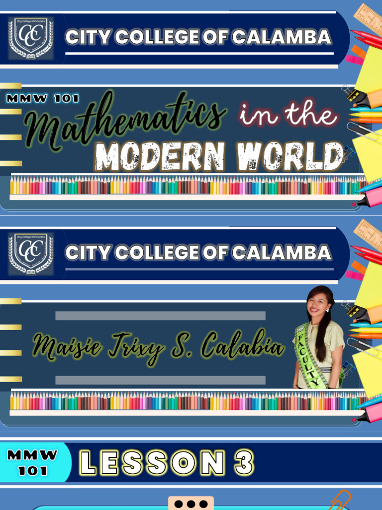 MMW 101 - Lesson 3 - Basic Concepts On Sets 3.1 Universal Set and ...