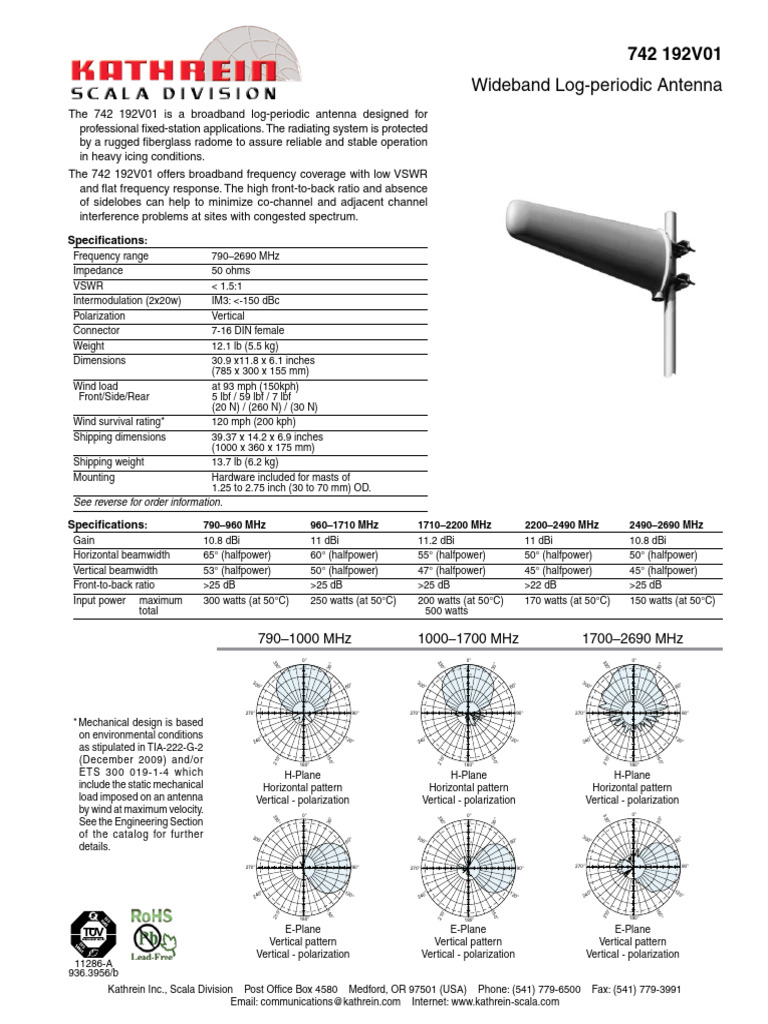 Wideband Log-Periodic Antenna: Specifications | PDF | Antenna (Radio ...