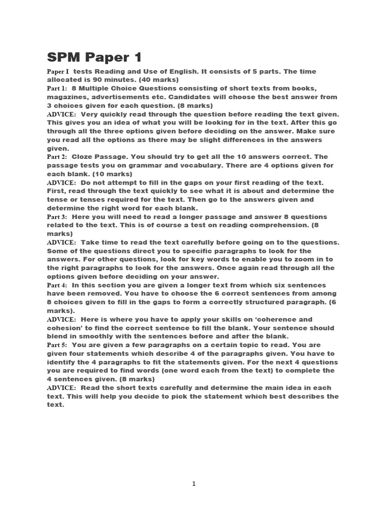 SPM ENGLISH ANSWERING TECHNIQUE | PDF | Sentence (Linguistics) | Adjective