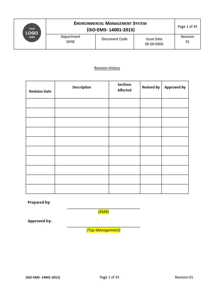 QMS and EMS Policy Manual (ISO-EMS - 14001-2015) | PDF | Quality ...