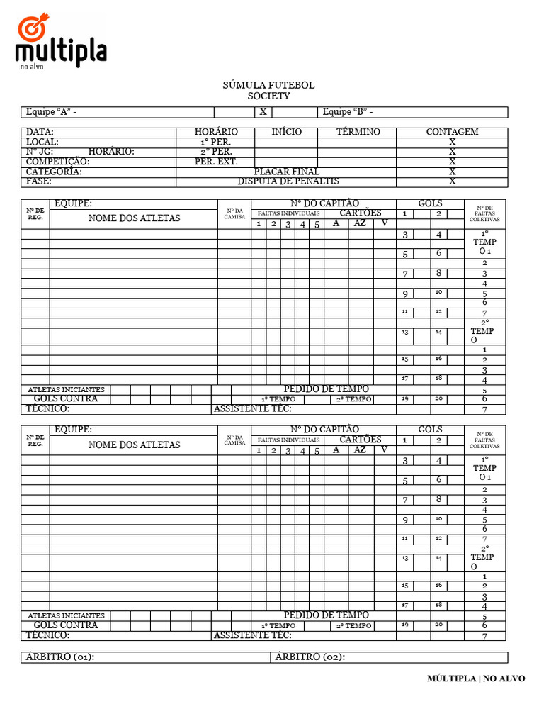 SÚMULA SOCIETY | PDF | Futebol | Esportes