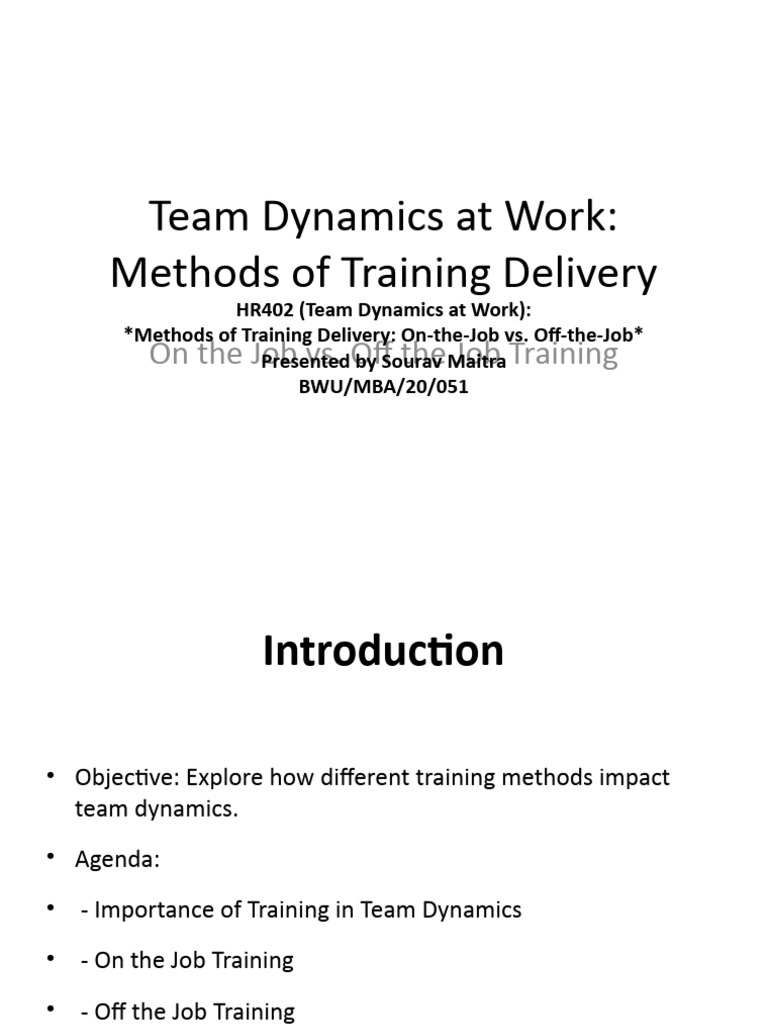 Enhanced Team Dynamics Training Delivery Corrected | PDF | Vocational Education | Business
