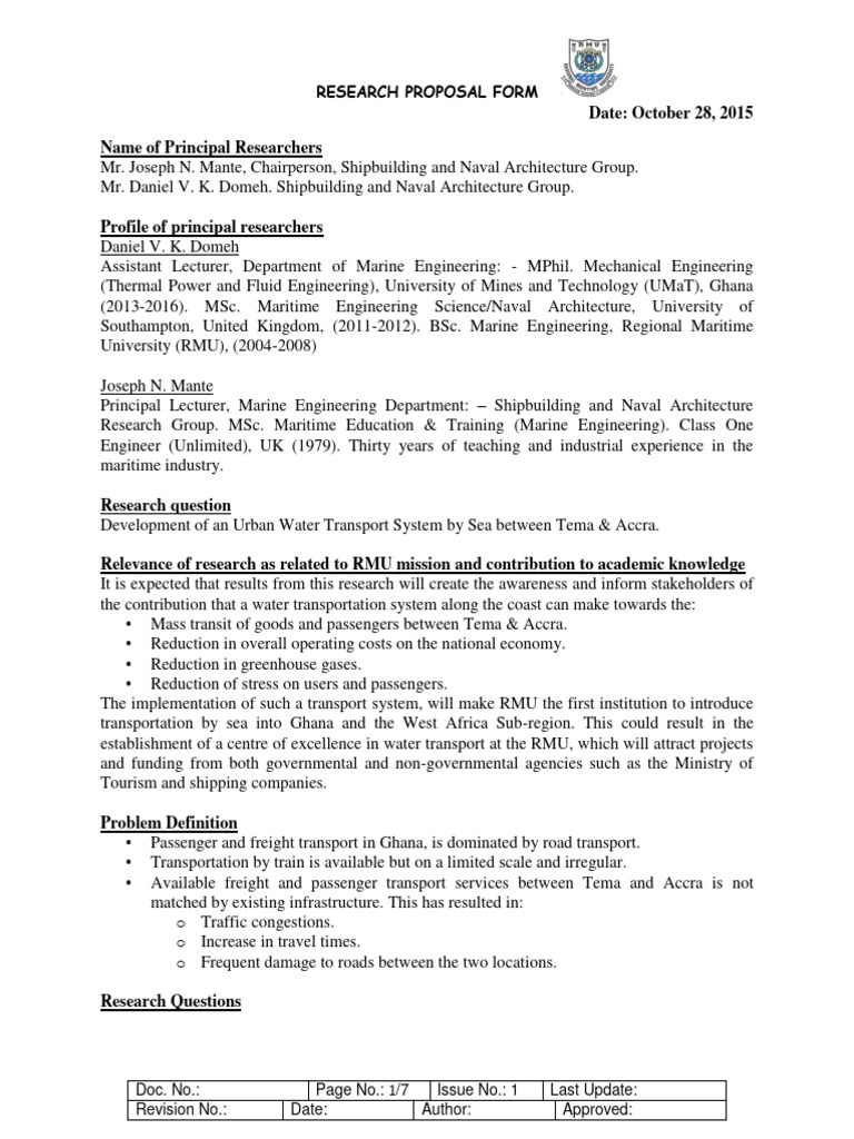 Urban Water Transport Research Proposal | PDF | Transport | Economies
