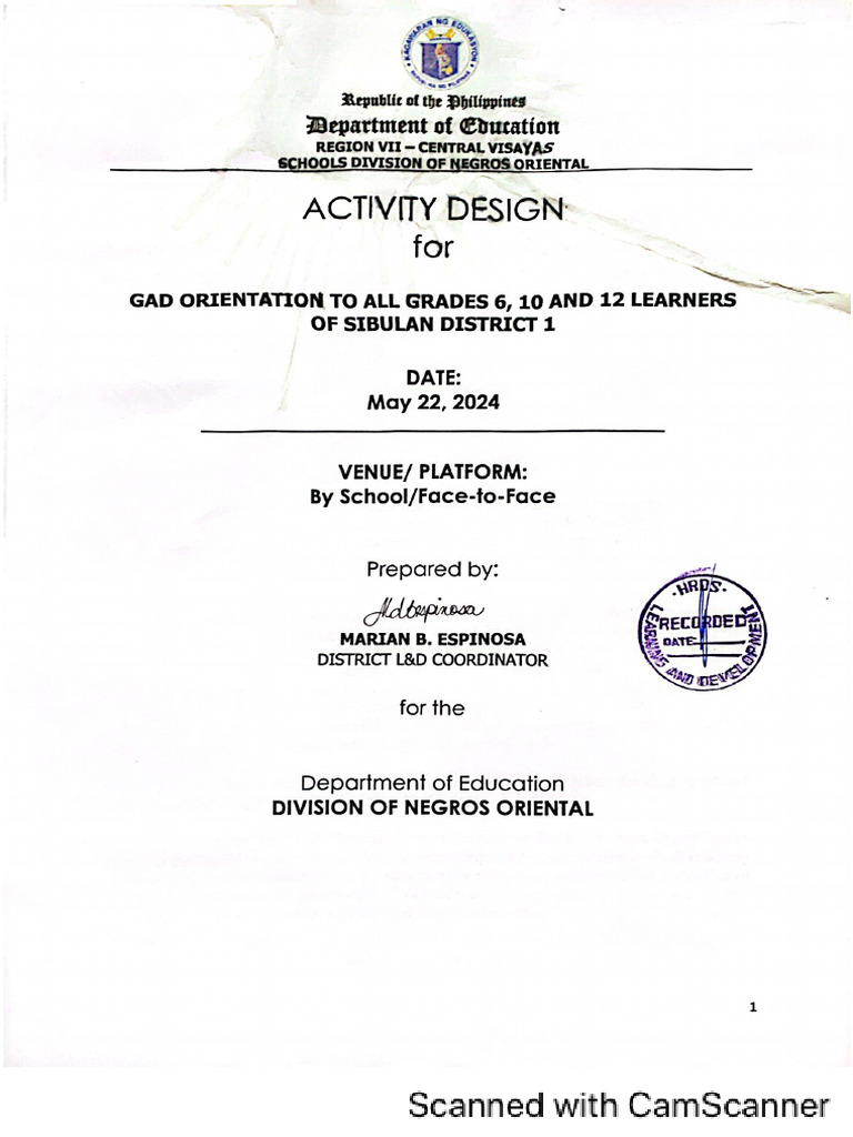Activity Design Gad Orientation | PDF