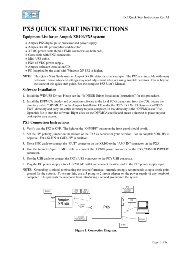 PX5 Setup Guide for Amptek XR100 | PDF | Usb | Electrical Connector