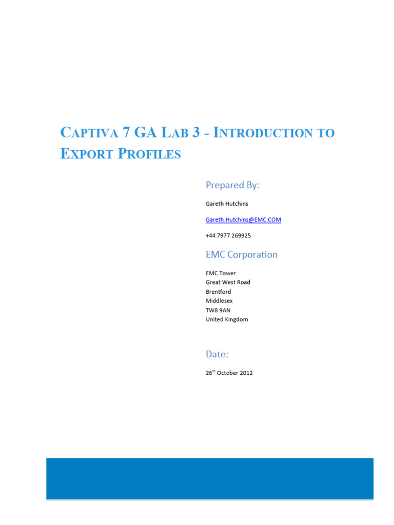 C7 GA Training Lab 3 - Introduction To Export Profiles | PDF | Software | Computing