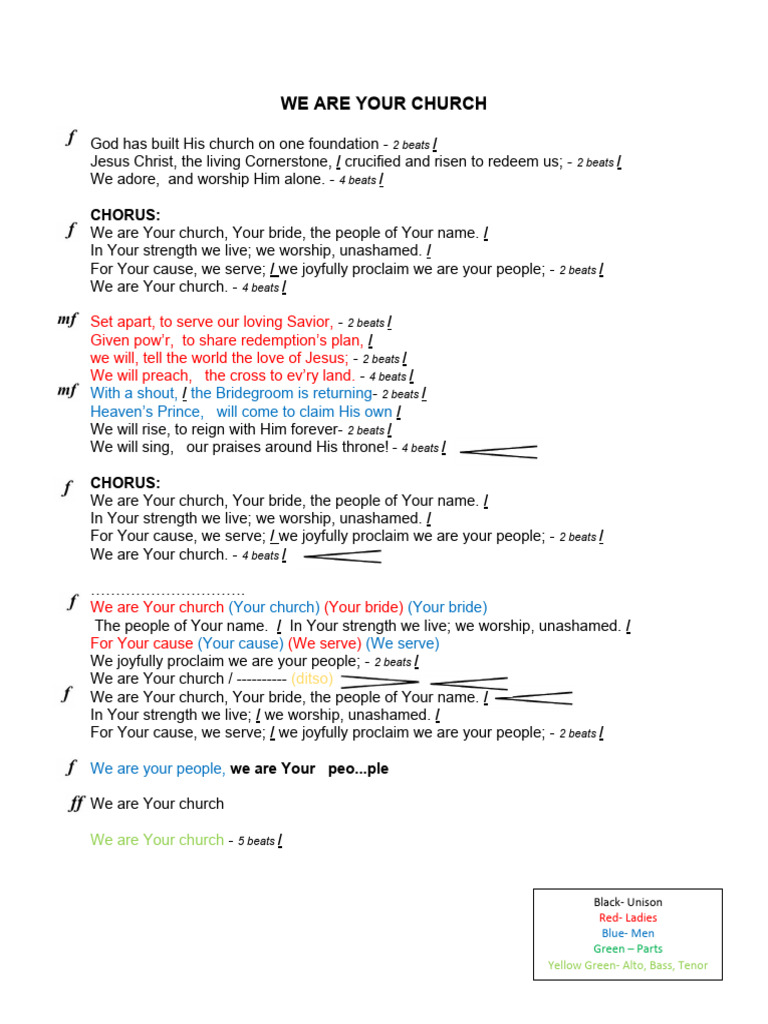 WE ARE YOUR CHURCH Lyrics | PDF