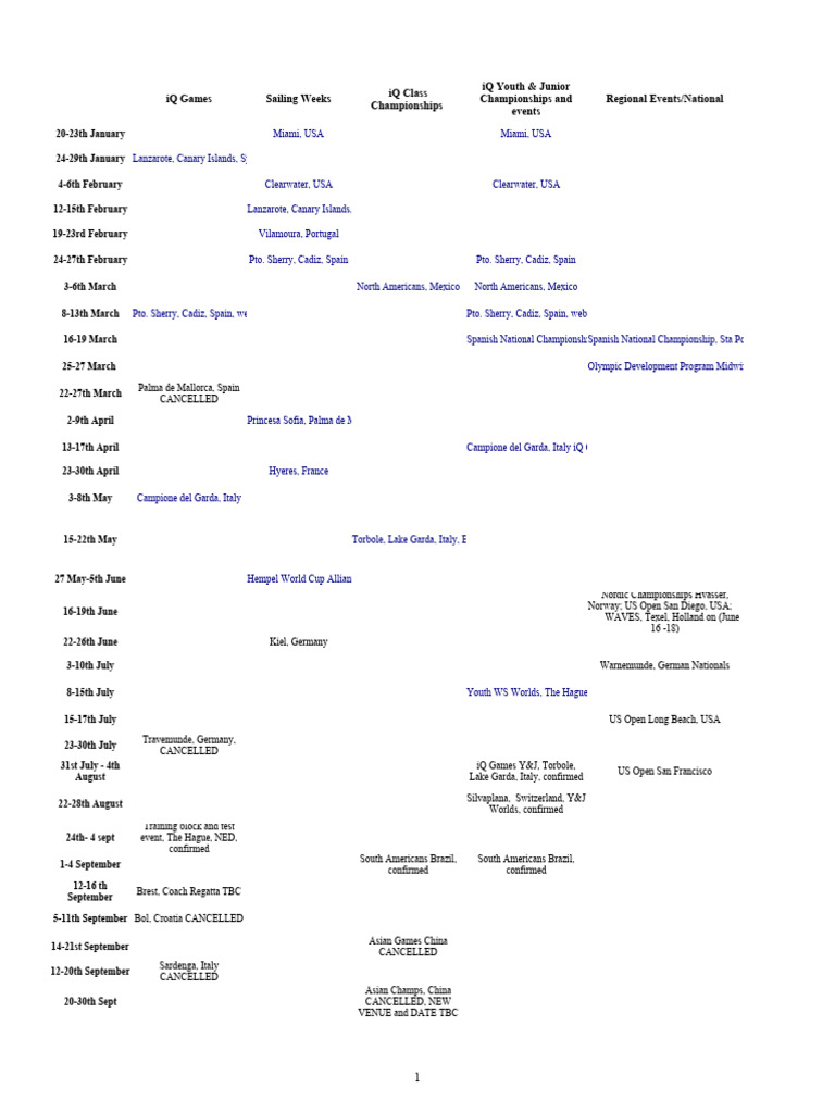 Provisional Calendar '22'23'24 | PDF | Sailing (Sport)
