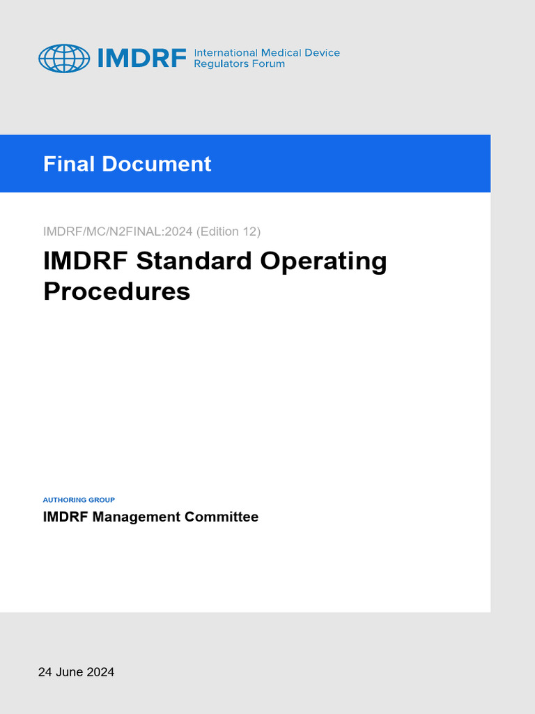 IMDRF Standard Operating Procedures 2024 | PDF | Medical Device