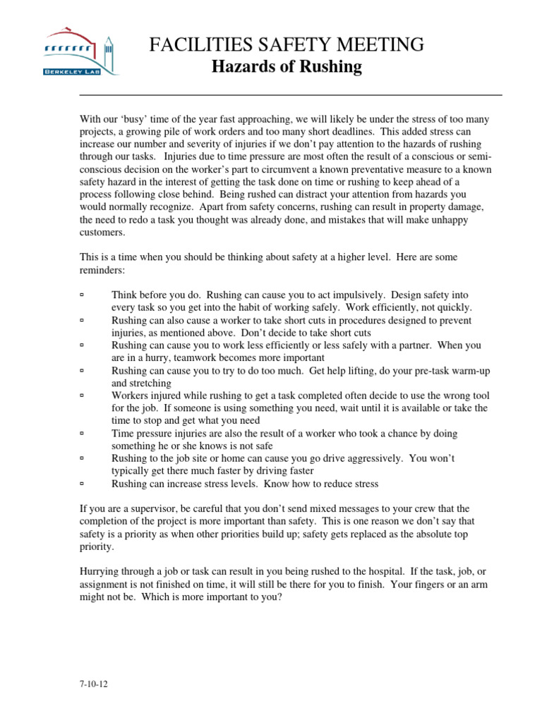 2012 Jul Hazards of Rushing | PDF | Business