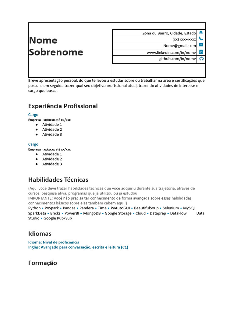 Modelo para Fazer o Curr-Culo EdN | PDF | Arte | Computadores