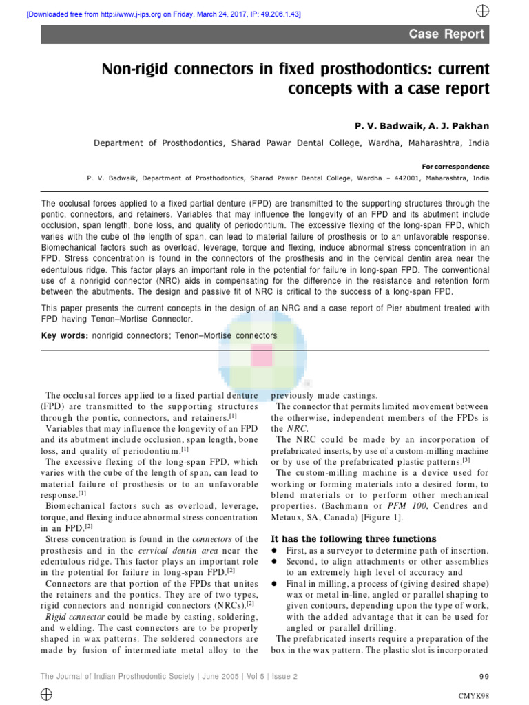 Non Rigid Connectors Pdf Mouth Dental Anatomy