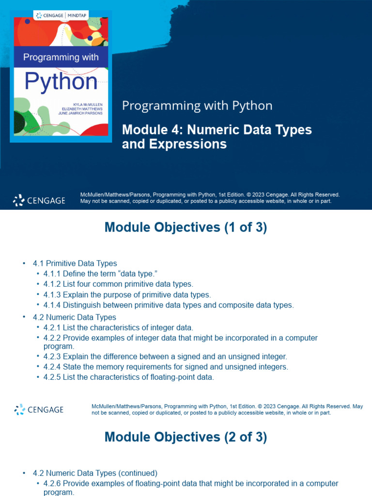 McMullen ProgwPython 1e Mod04 PowerPoint | PDF | Data Type | Integer (Computer Science)