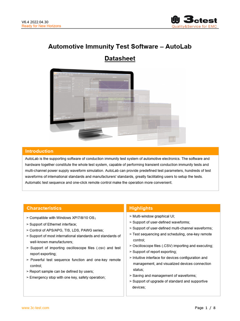 Automotive Immunity Test Software AutoLab | PDF | Electrical ...