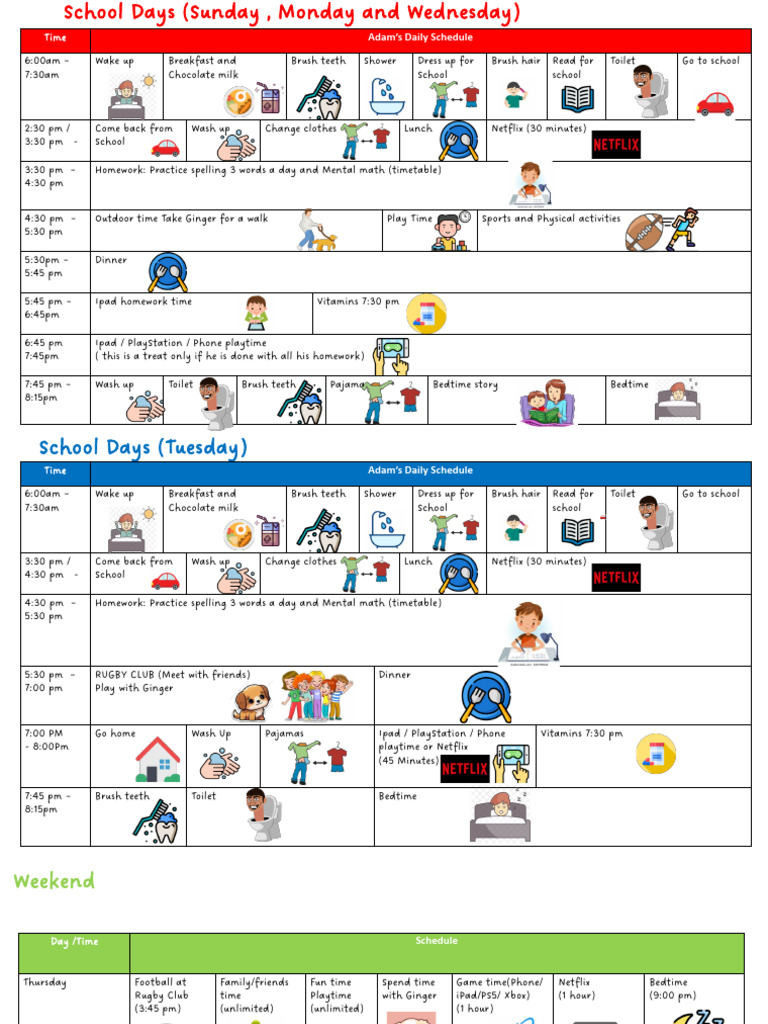 Motivation Schedule Child | PDF