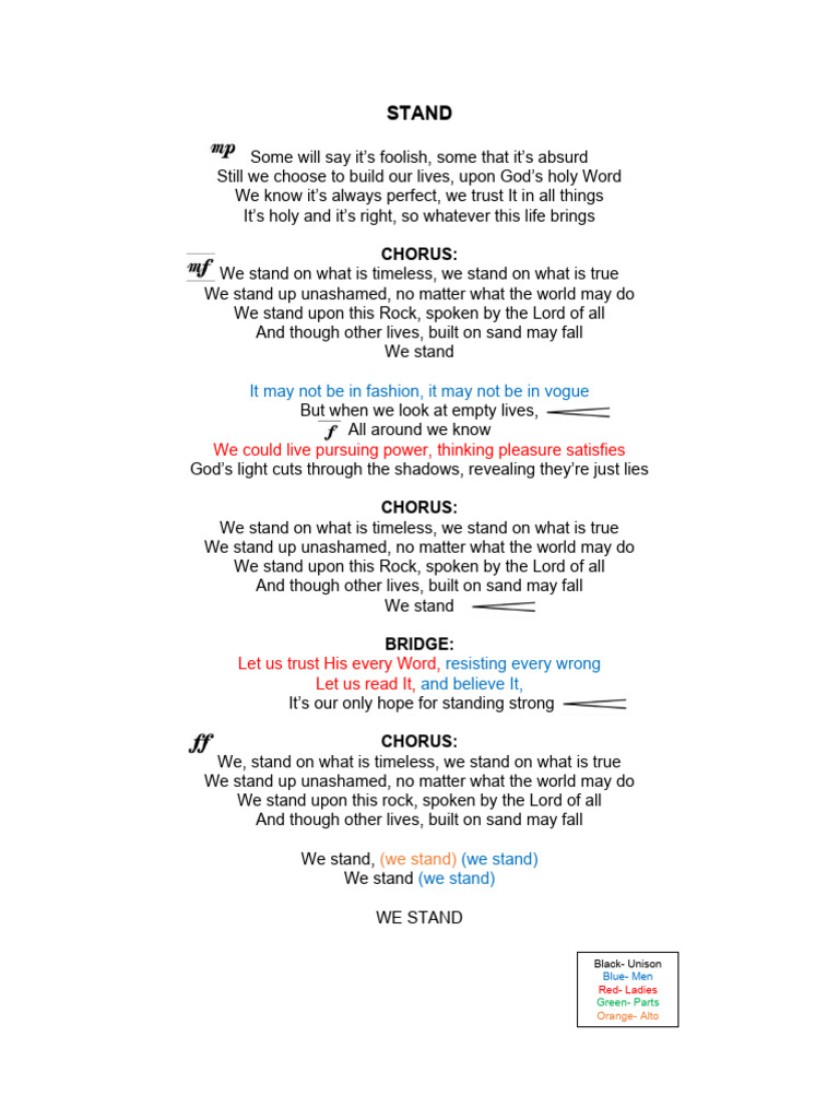 STAND Lyrics | PDF