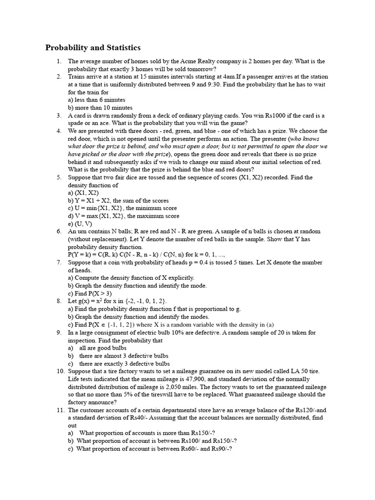 Questons | PDF | Probability Density Function | Mathematical Concepts